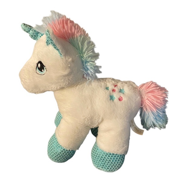 dandee | Toys | Dan Dee Unicorn Plush White Sequin Rainbow Embroidered ...